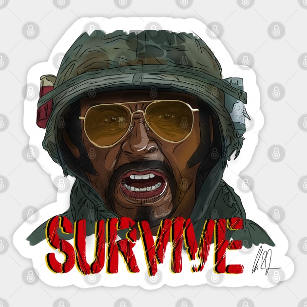 Tropic Thunder Survive Tropic Thunder Sticker Teepublic